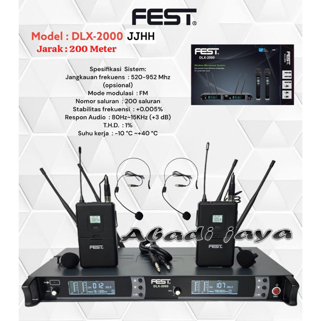 Jual MIC WIRELESS FEST DLX 2000 / FEST DLX2000 JJHH 2BH CLIPON 2BH ...