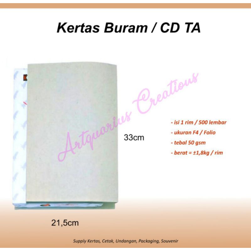 Jual Kertas Buram / CD TA / kertas koran ukuran Folio F4 isi 1 rim ...
