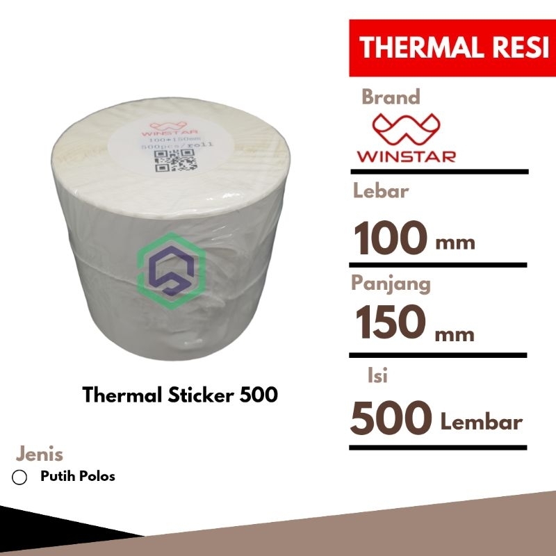Jual Thermal Sticker WinStar Barcode Resi Pengiriman 100 x 150 mm isi ...