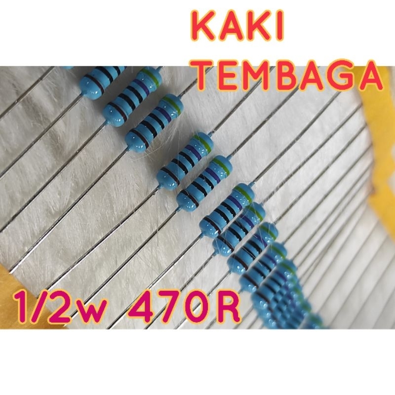 Jual 100 pcs resistor 1/2W 470r biru renteng 1/2 watt 470 ohm roll ...