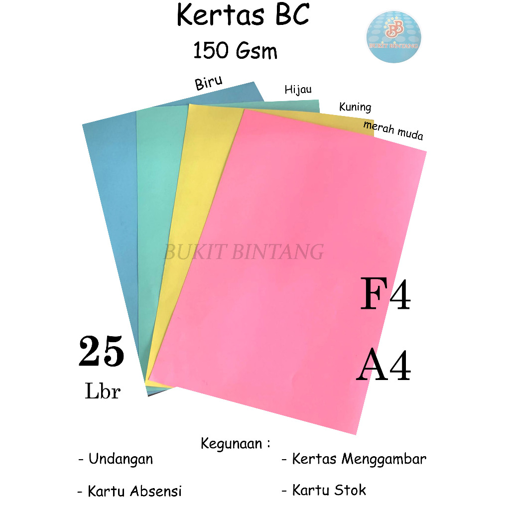 Jual Karton manila / kertas BC Warna / Bc Kuning , Bc Merah , Bc Hijau ...