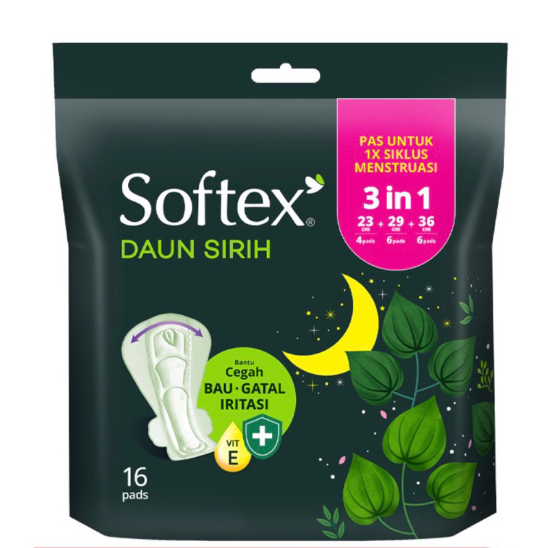 Jual Softex Daun Sirih 3 in 1 Pack Pembalut 16pcs | Shopee Indonesia