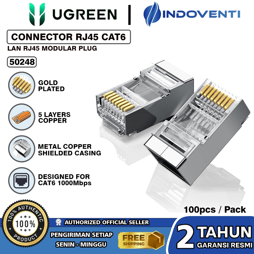 Jual UGREEN Adaptor Konektor LAN RJ45 Cat5e Cat6 UTP Ethernet Internet Network Full Tembaga ...