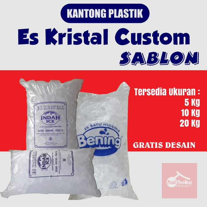 Jual Plastik Es Kristal • Es Batu Kemasan Es Kristal SABLON LOGO atau ...