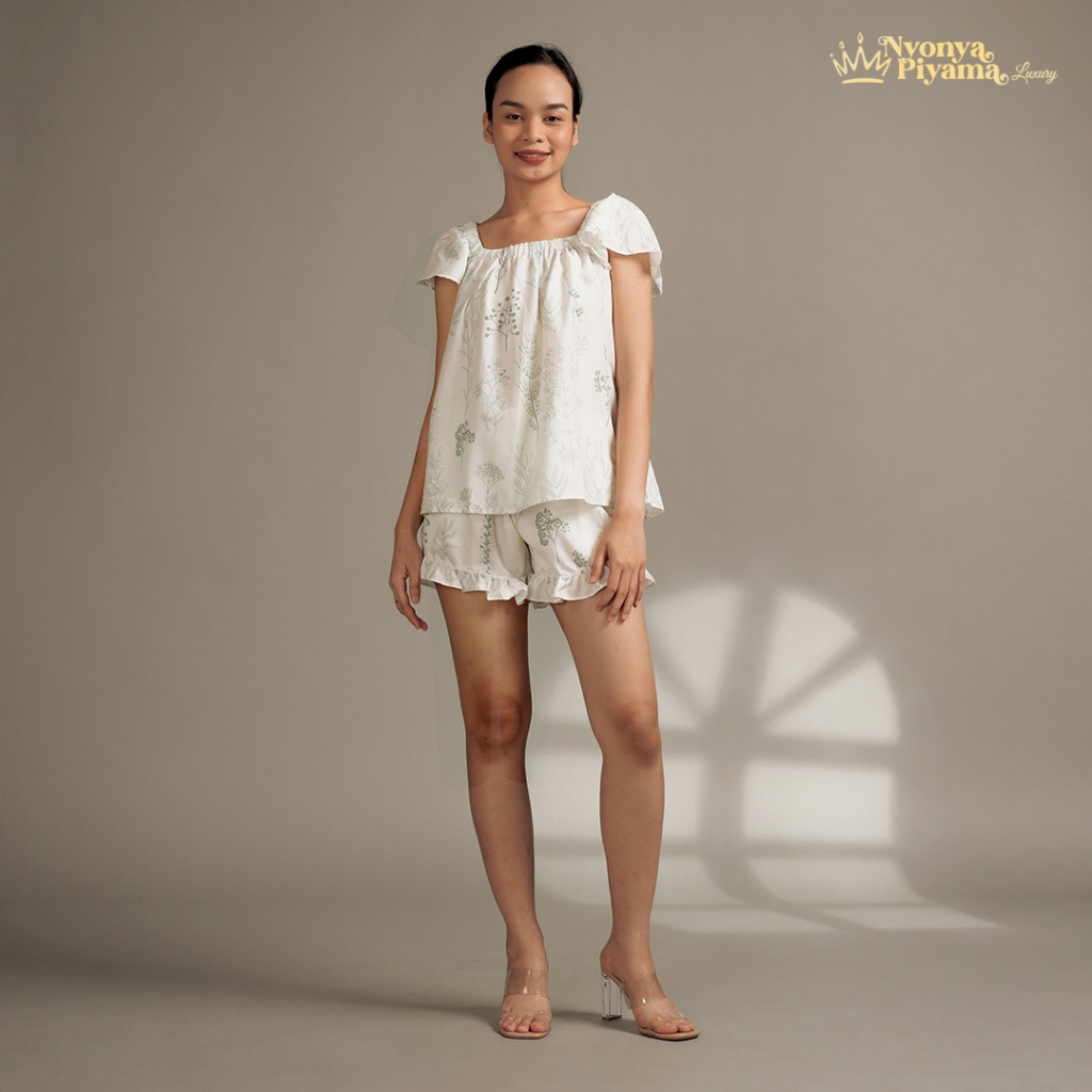 Jual Nyonya Piyama Luxury Katun Ruffle Set (Carla) | Shopee Indonesia