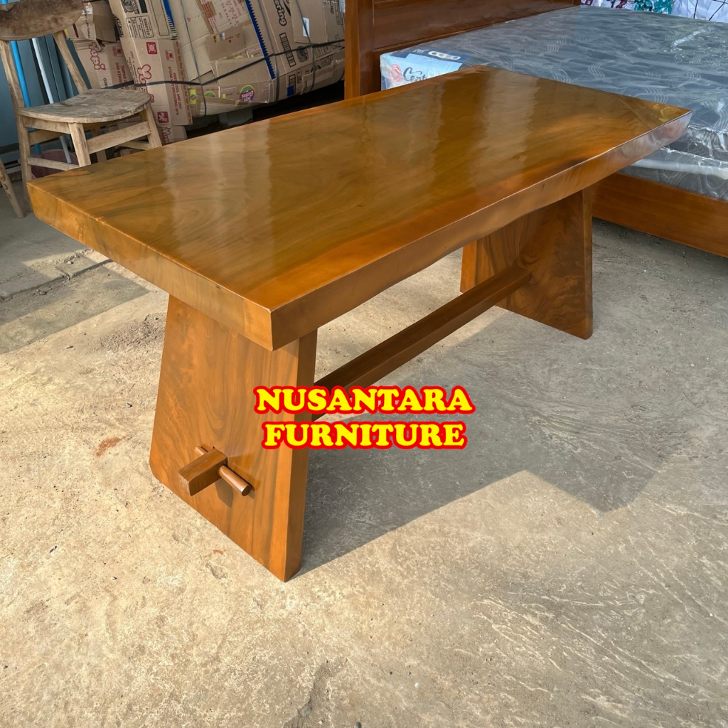 Jual Meja Makan Trembesi Top Meja Utuh Tanpa Sambungan Tebal Meja 7 cm ...