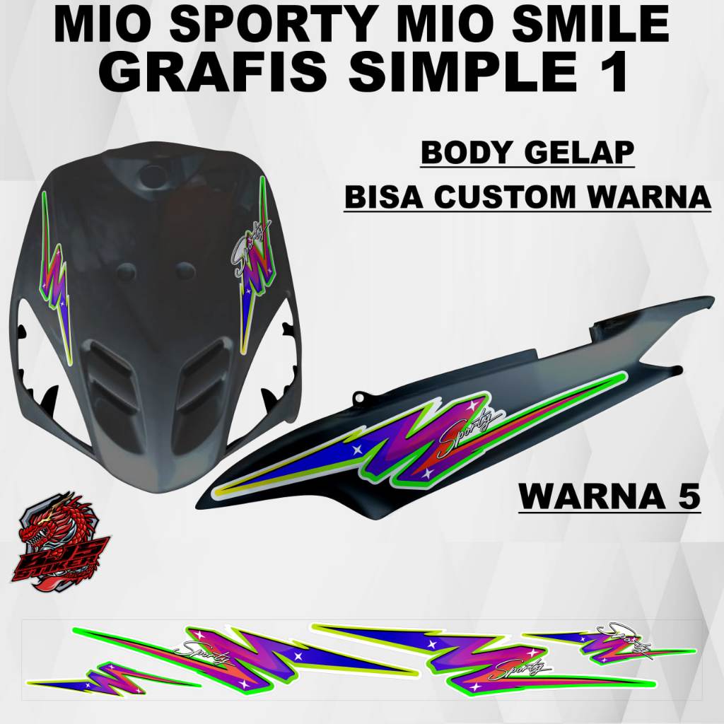 Jual Stiker Sticker Mio Sporty Mio Smile grafis simple 1 body gelap ...