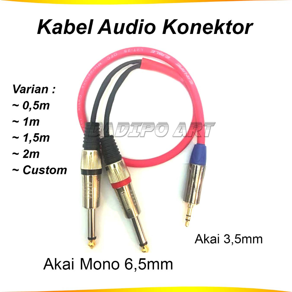 Jual Akai Mini Stereo 3,5mm to 2 Akai Mono 6,5mm Jek Mixer ke handphone/Laptop Panjang 1 meter ...