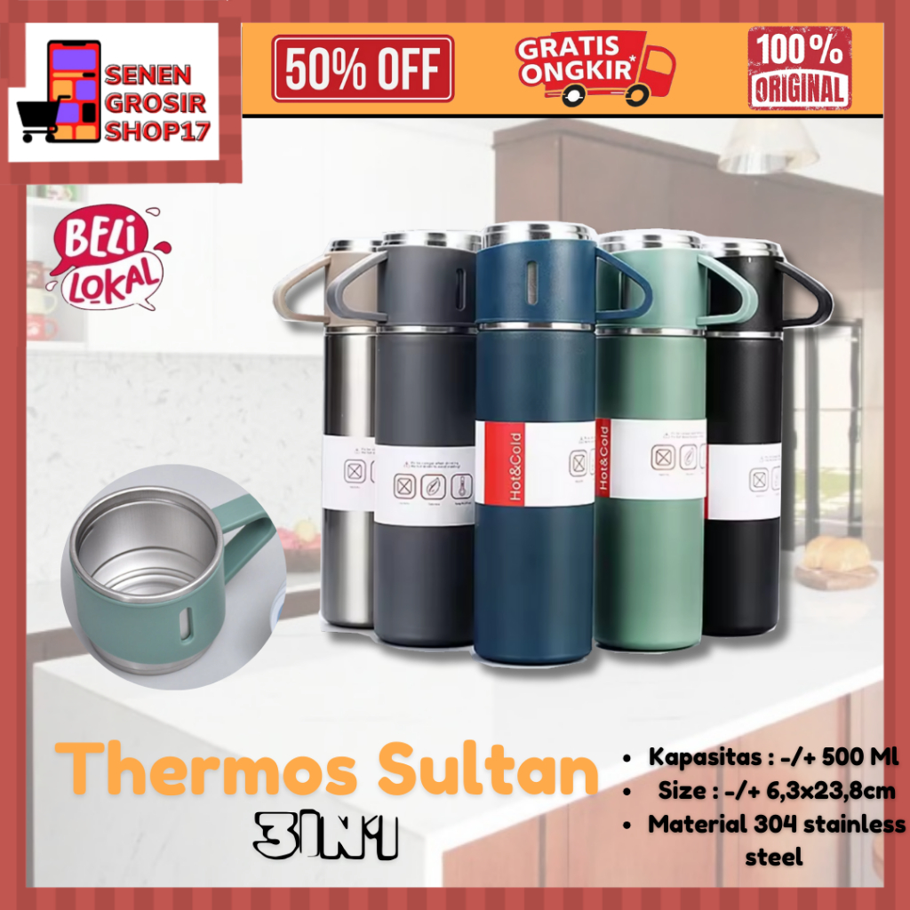 Jual SN COD Thermos Sultan Set Vacum Flast Thermos Set / VACUUM FLASK ...