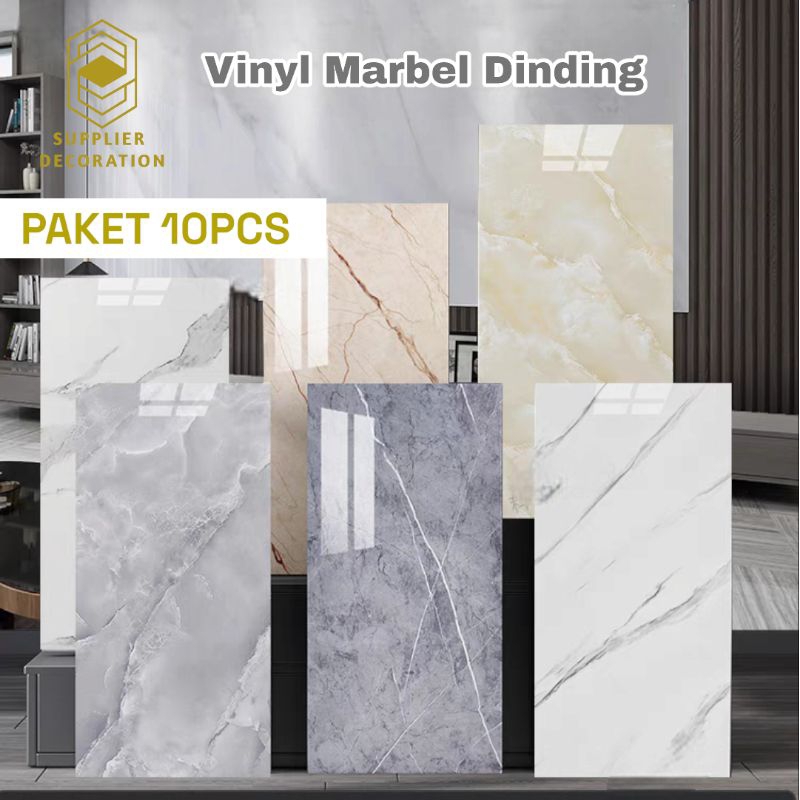 Jual (PAKET 10 LEMBAR ) Wallpaper dinding Vinyl Marble 30 x 60 cm /Lantai Vinyl Granit/Stiker ...