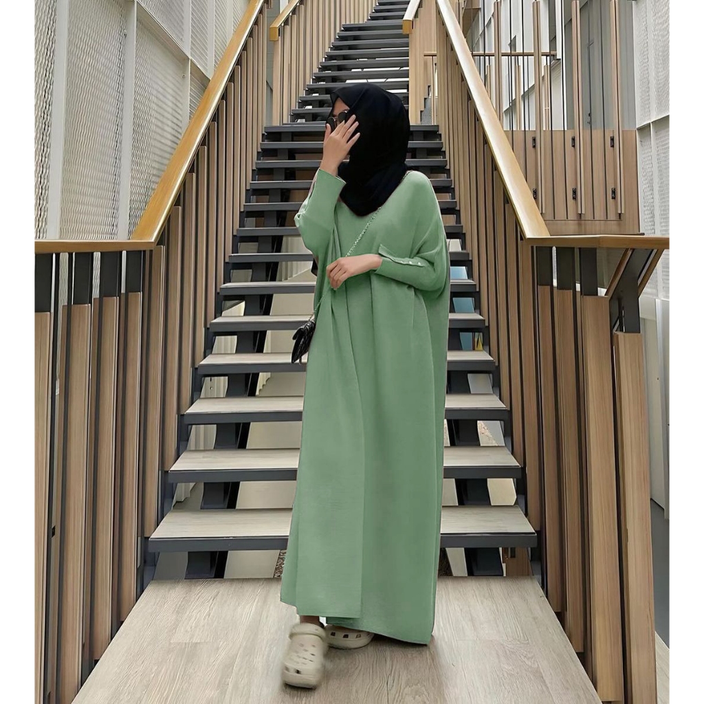 Jual Abaya Gamis Batwing Plisket Knit Dress Busui Umroh Lebaran Haji Daily v2 | Shopee Indonesia