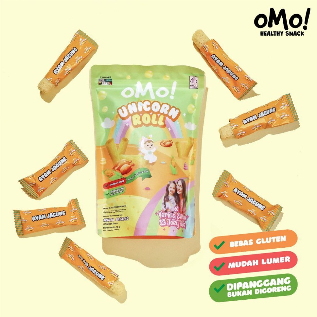 Jual Snack Anak / Unicorn Roll / Rasa Ayam Jagung / OMO / 18gr | Shopee ...