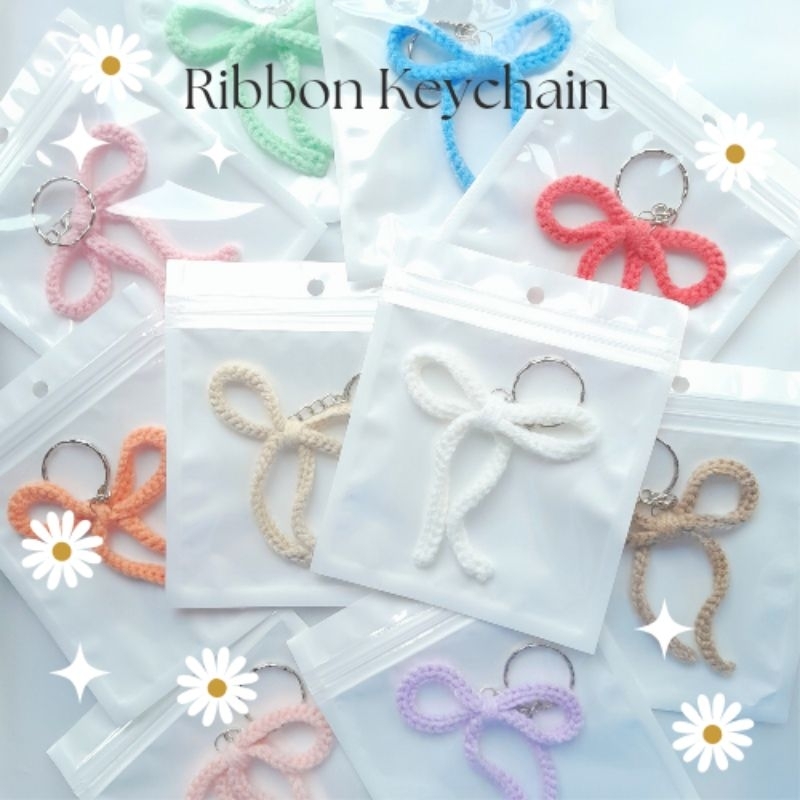 Jual Gantungan kunci pita rajut | bow crochet amigurumi keychain ribbon ...