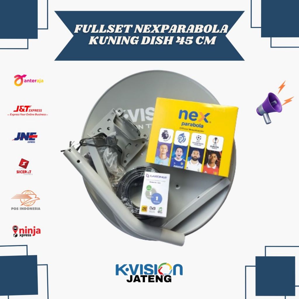 Jual Paket Parabola Mini Receiver Nex Parabola Kuning Dish 45cm Fullset ...