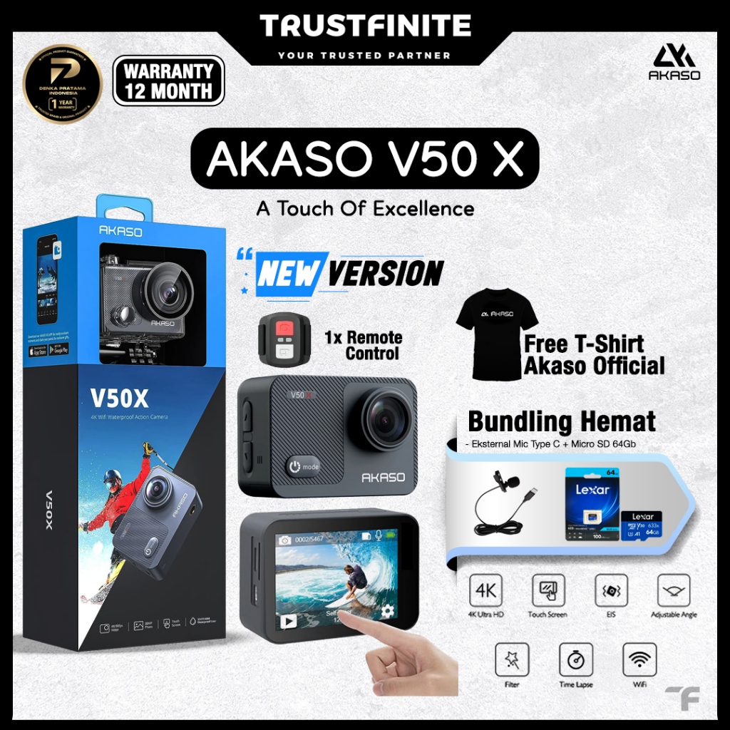 Jual Akaso V50X / V50 X / V 50 X New Version Action Cam 4K 30 FPS Waterproof With Remote Garansi ...