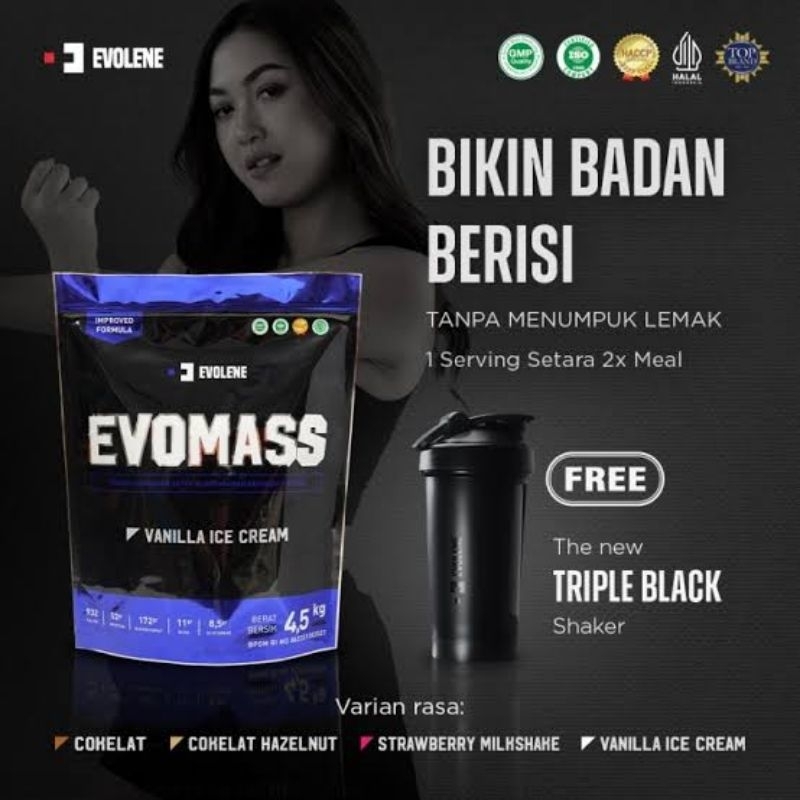 Jual Evomass 10lbs EVO MASS 4,5 KG EVOLENE SUSU PROTEIN 10 LBS EVOMAS ...