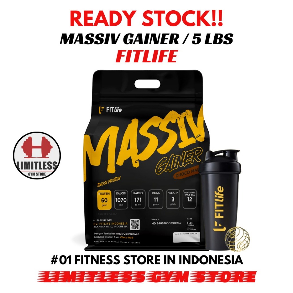 Jual Fitlife MASSIV GAINER 5 lbs - 2.2 kg Massive Mass Pro Gainer 5lb ...
