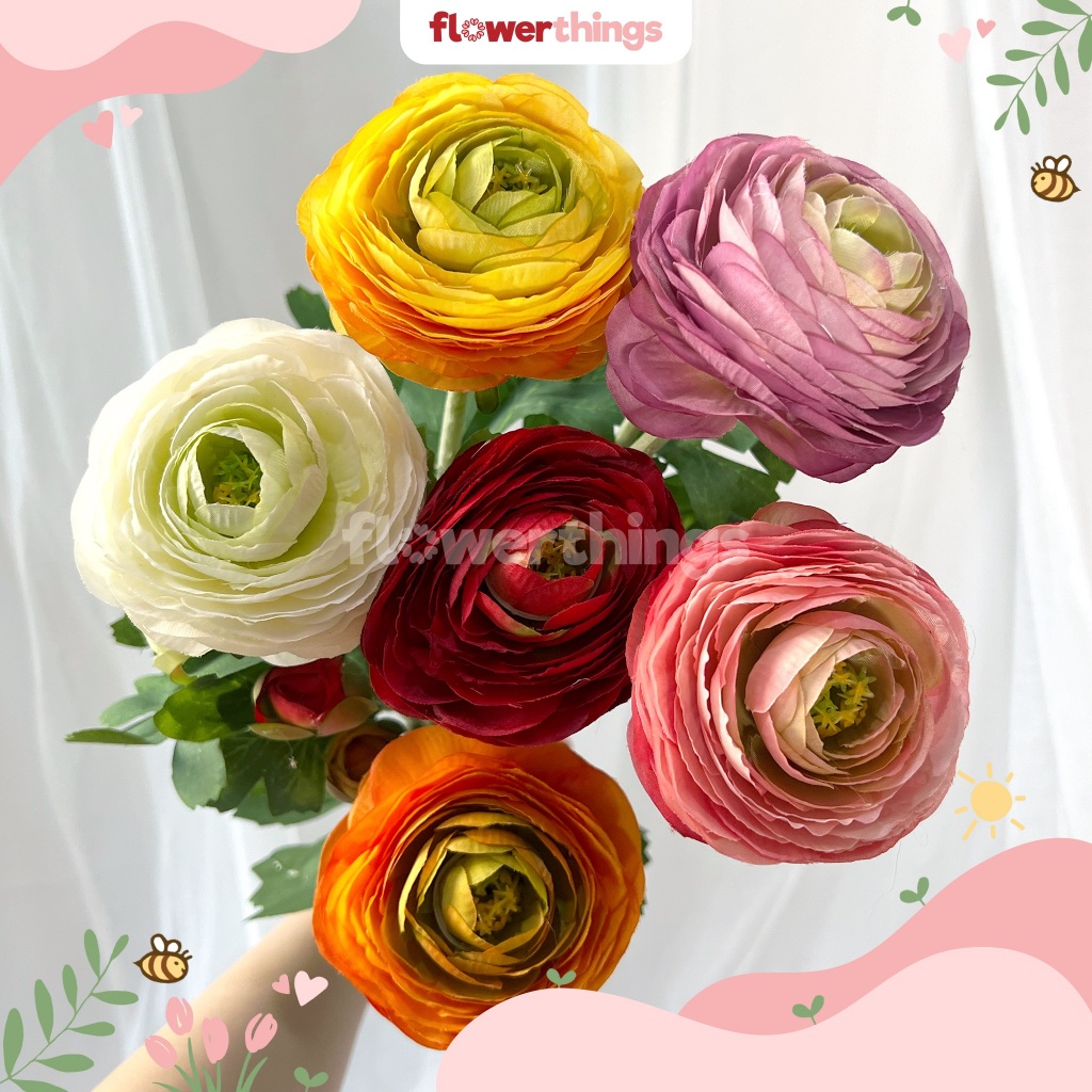 Jual RANUNCULUS - BUNGA ARTIFICIAL / PALSU / BUATAN BAHAN KAIN | Shopee ...