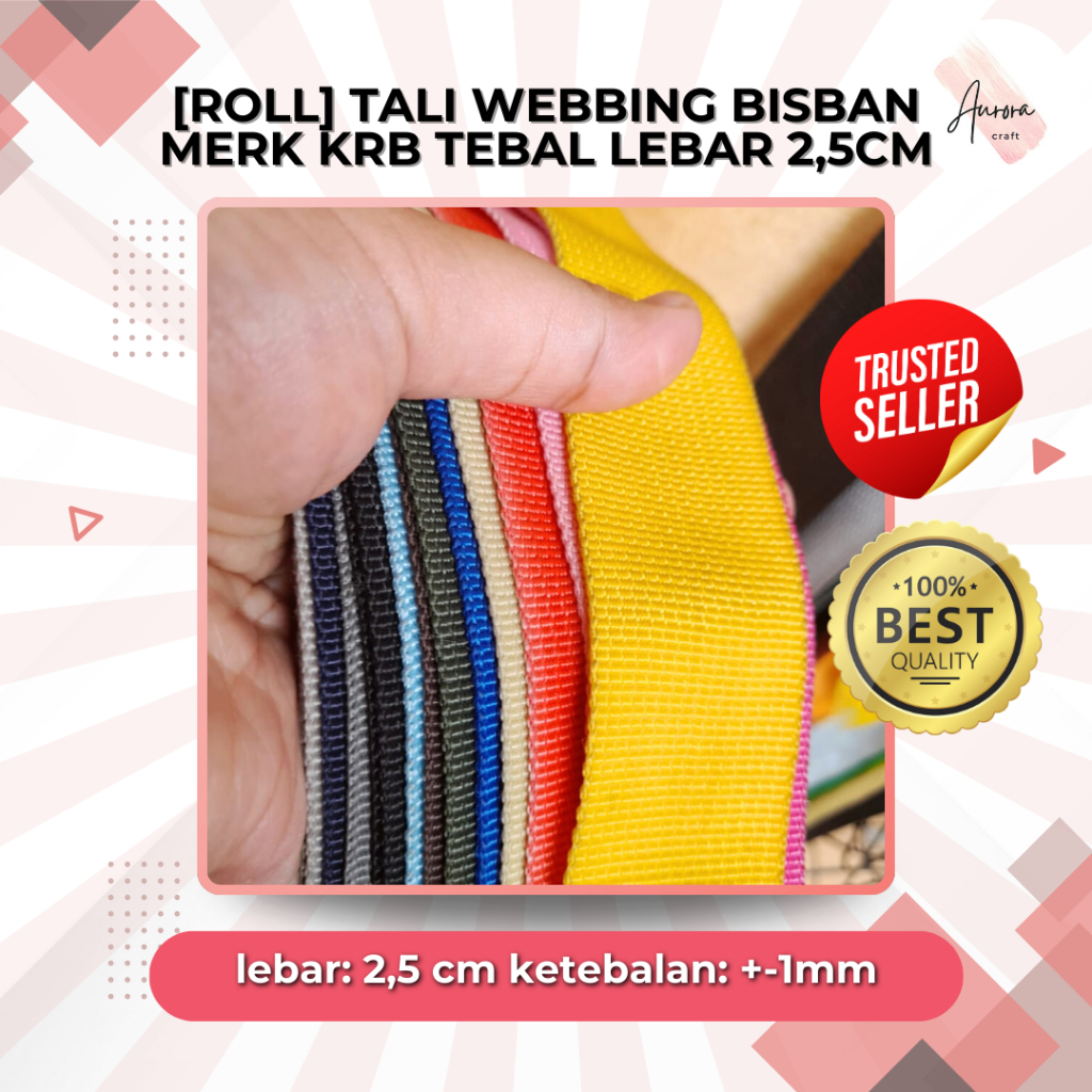 Jual [ROLL] TALI WEBBING BISBAN MERK KRB TEBAL LEBAR 2,5CM | Shopee ...