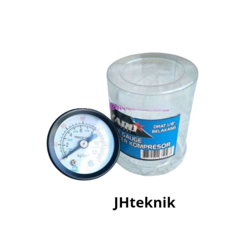 Jual JHteknik Manomter Kompresor 12 Bar Drat 1/8 in Lazaro/Pressure ...