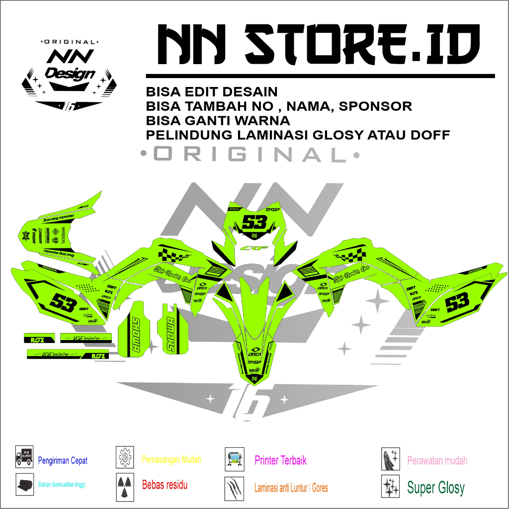 Jual JUAL DECAL CRF TERBARU VARIASI HIJAU FULLBODY BISA REQUEST NOMOR ...
