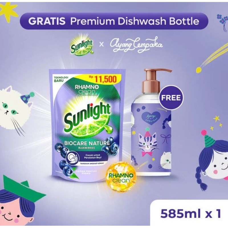 Jual Buy 1 Sunlight Biocare Nature 585ml Plus 1 Diswashing Bottle Sabun ...