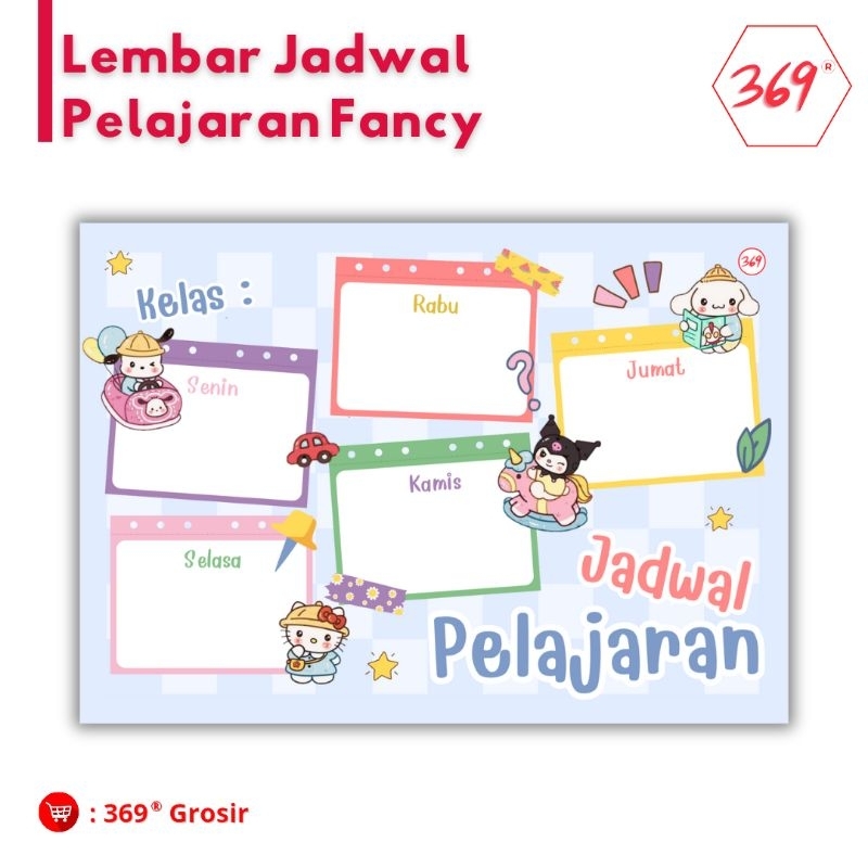 Jual 369 - Poster Jadwal Pelajaran / Class Schedule KARAKTER - Sanrio JADWAL PELAJAR SD SEKOLAH ...