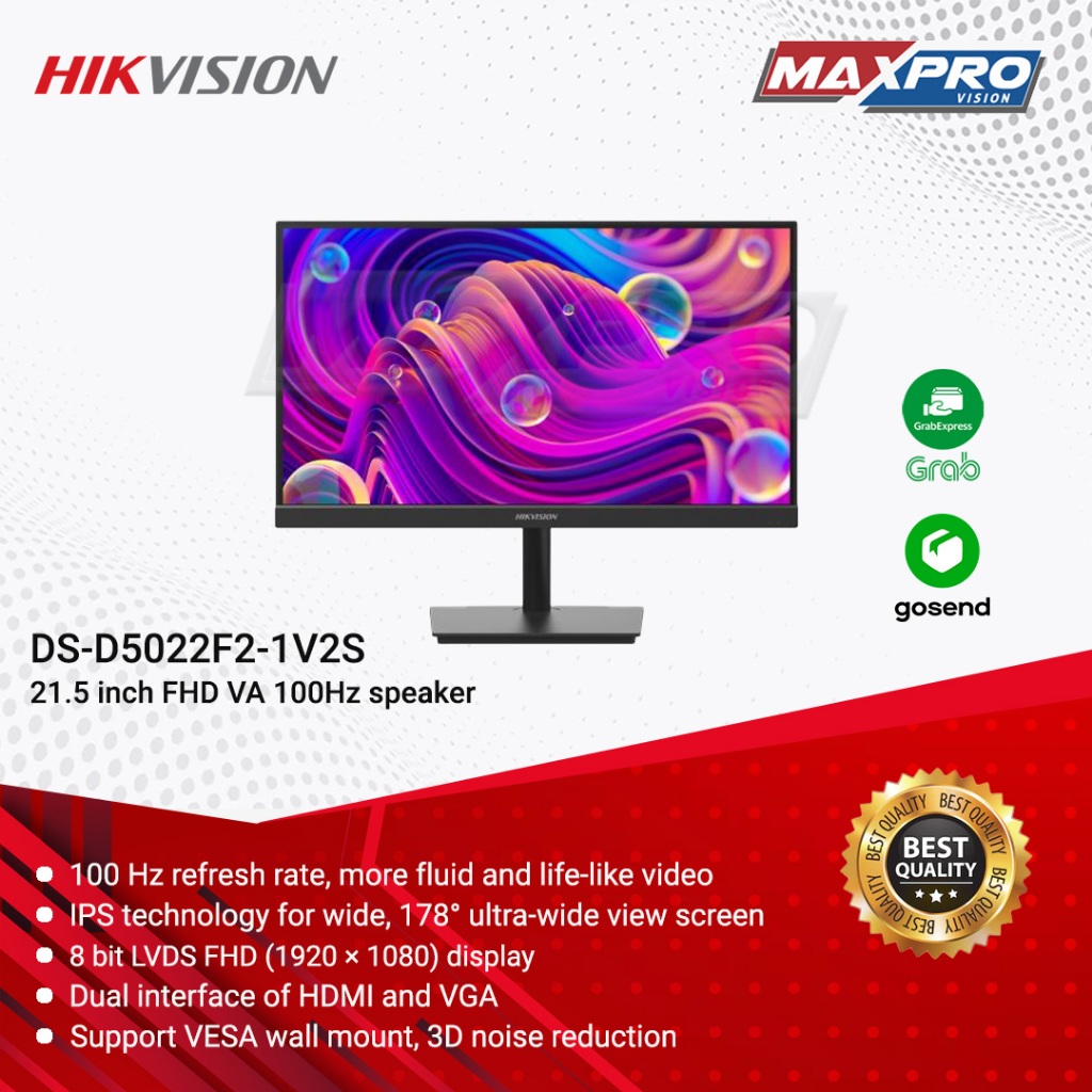 Jual DS-D5022F2-1V2S - HIKVISION MONITOR 22 INCH FULL HD VA 100HZ WITH SPEAKER | Shopee Indonesia