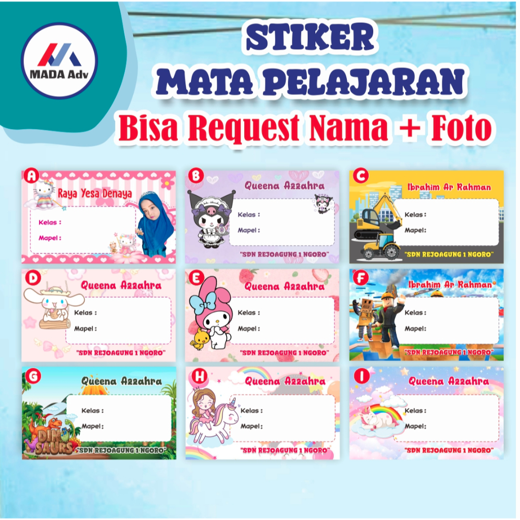 Jual STIKER MAPEL isi 40 / CUSTOM NAMA / STIKER BUKU PELAJARAN / MATA ...