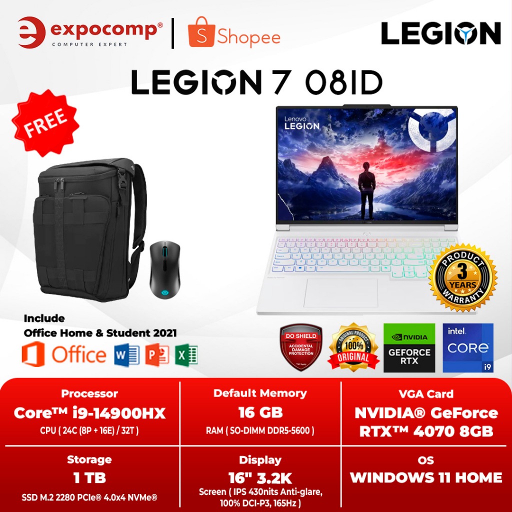 Jual LENOVO LEGION 7 16IRX9 08ID WHITE CORE I9-14900HX RTX4070 32GB 1TB ...