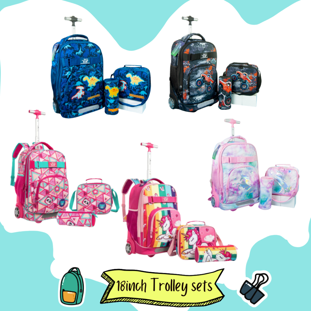 Jual NEW Student Rolling Backpack 3-piece Set 18 inch/ troli remaja ...