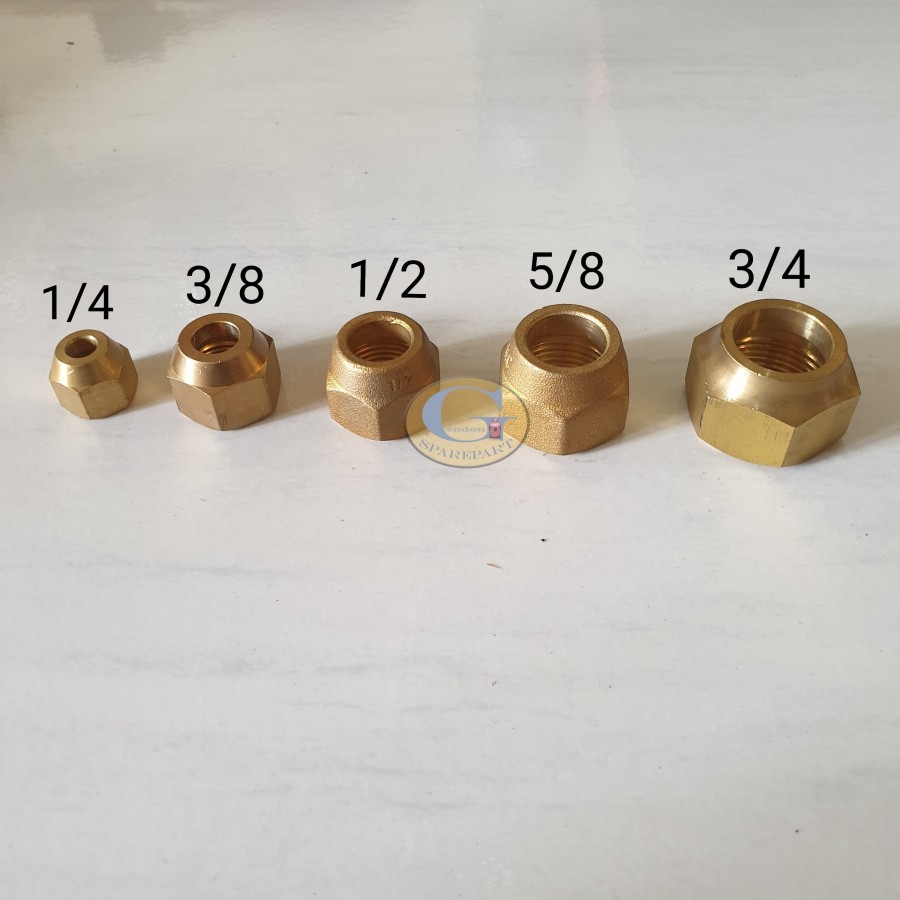Jual Flare Nut 1/2 1/4 3/4 3/8 Untuk sambungan double nepel | Shopee Indonesia