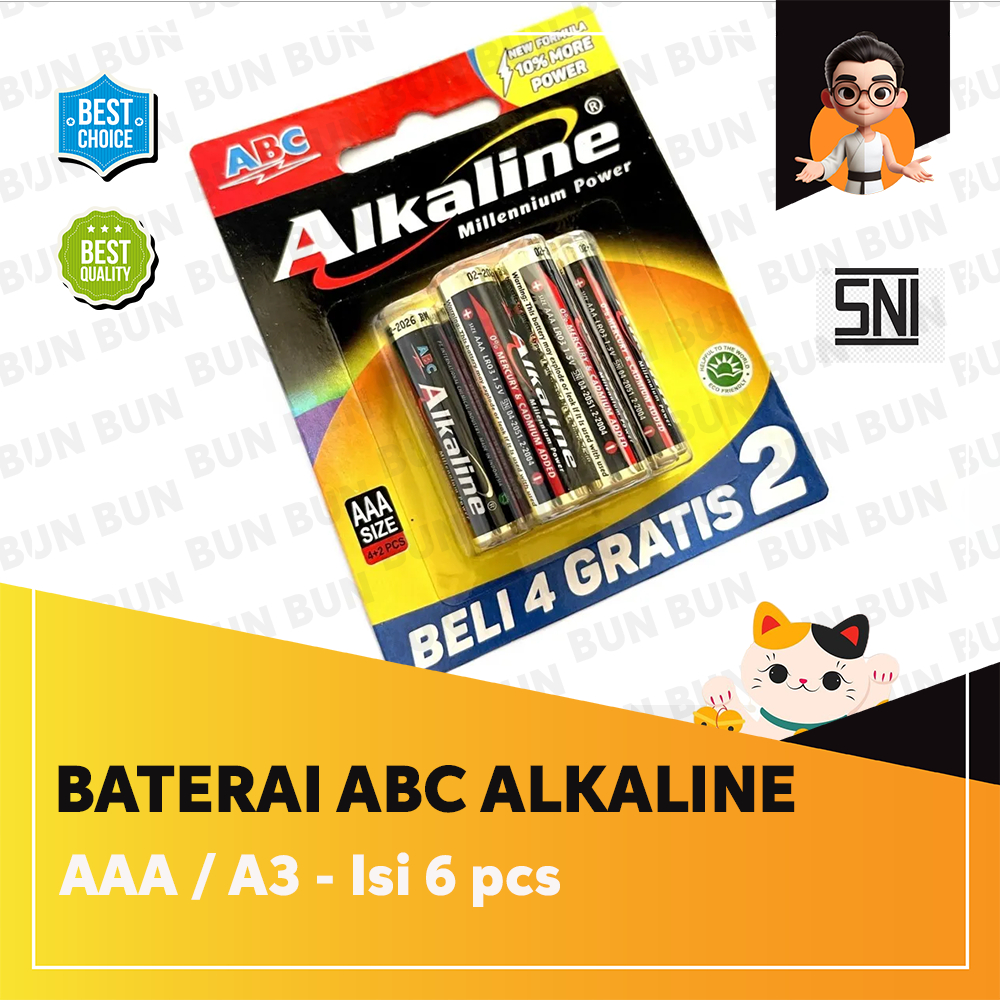 Jual Baterai ABC Alkaline AAA / A3 isi 6 / Batre Alkalin | Shopee Indonesia