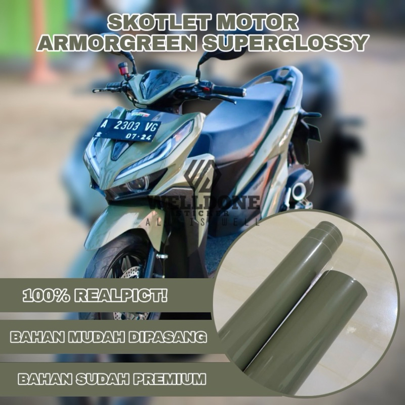 Jual Skotlet Motor Hijau Sage Glossy Pastel Stiker Hijau Pastel Glossy ...