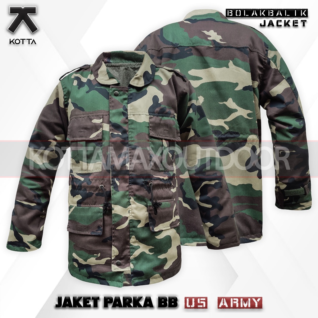 Jual JAKET PARKA BOLAK BALIK TACTICAL LORENG US NATO WOODLAND ARMY ...