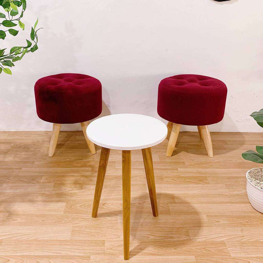Jual Set Meja Kursi Stool Sofa Bulat Stool Kancing Set Isi 2 Stool 1 ...