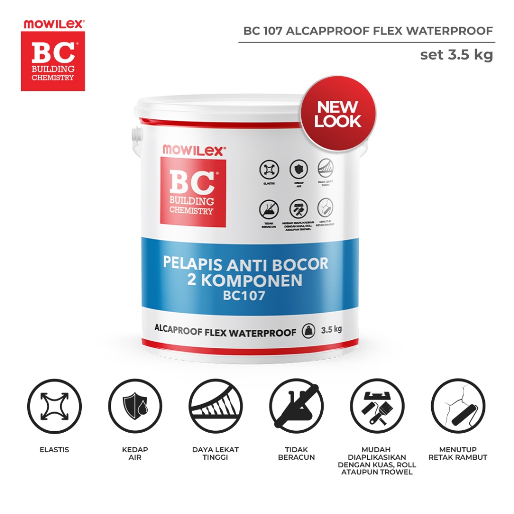 Jual Mowilex BC 107 Alcaproof Flex Waterproof Pelapis Anti Bocor 2 Komponen - 3.5 Kg | 7 Kg ...