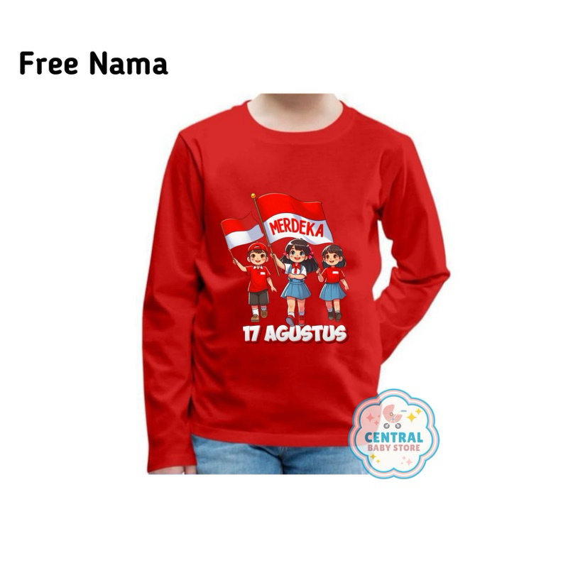 Jual BAJU ANAK TEMA KEMERDEKAAN DIRGAHAYU RI 17 AGUSTUS KAOS ATASAN CUSTOM UNISEX LENGAN PANJANG ...