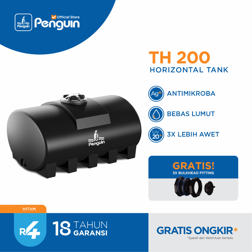 Jual Penguin Toren Tandon Tangki Air Horizontal Tank TH 200 2000 Liter ...