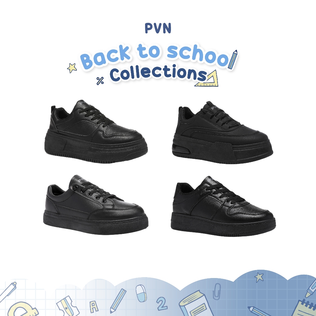 Jual PVN Jeno Sepatu Sekolah Hitam Sneakers Wanita Korea Casual Sport ...