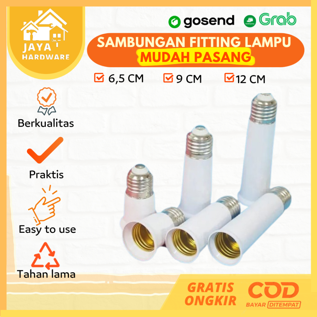 Jual Sambungan Fitting Lampu Drat E27 / Panjang 65mm 95mm 120mm ...