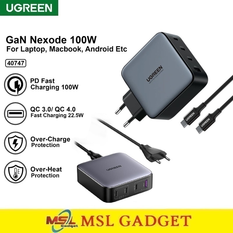 Jual UGREEN Kepala Charger 100W GaN Multi Port PD Super Fast Charging ...