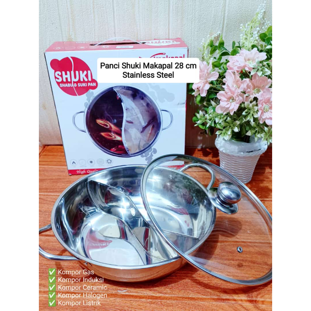 Jual MAKAPAL Panci Sup / Suki 2 Sekat Stainless Steel Tebal Ukuran 28 ...