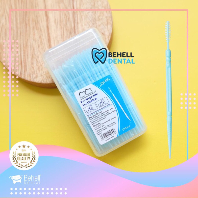 Jual 100Pcs BOX - TUSUK GIGI 2 SISI BEHEL PREMIUM PUTIH PINK HIJAU BIRU ...