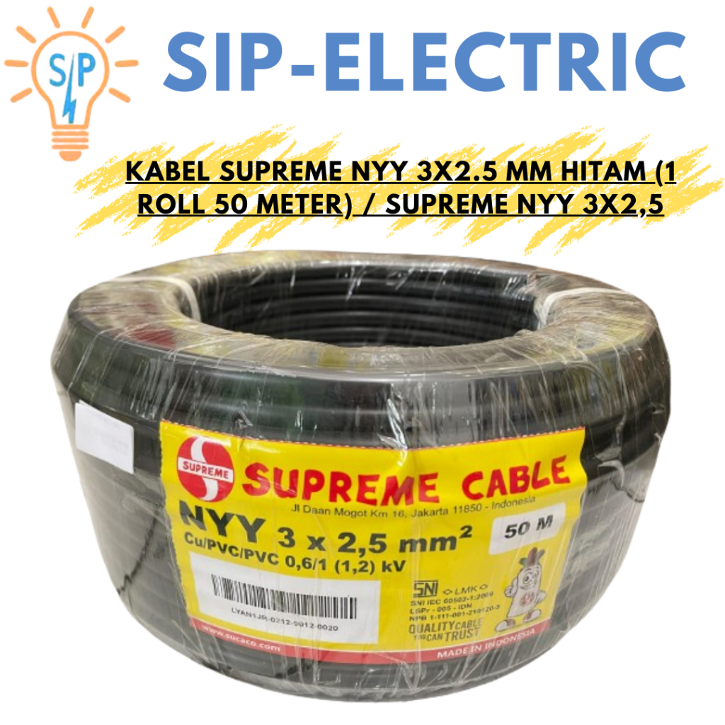 Jual Kabel Supreme Nyy 3X2.5 Mm Hitam (1 Roll 50 Meter) / Supreme Nyy ...