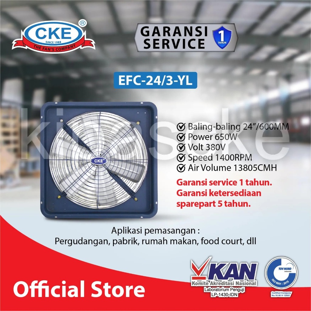 Jual CKE Exhaust Cooling Fan EFC-24/3-YL 6 blade 24 Inch 380 Volt EFC ...