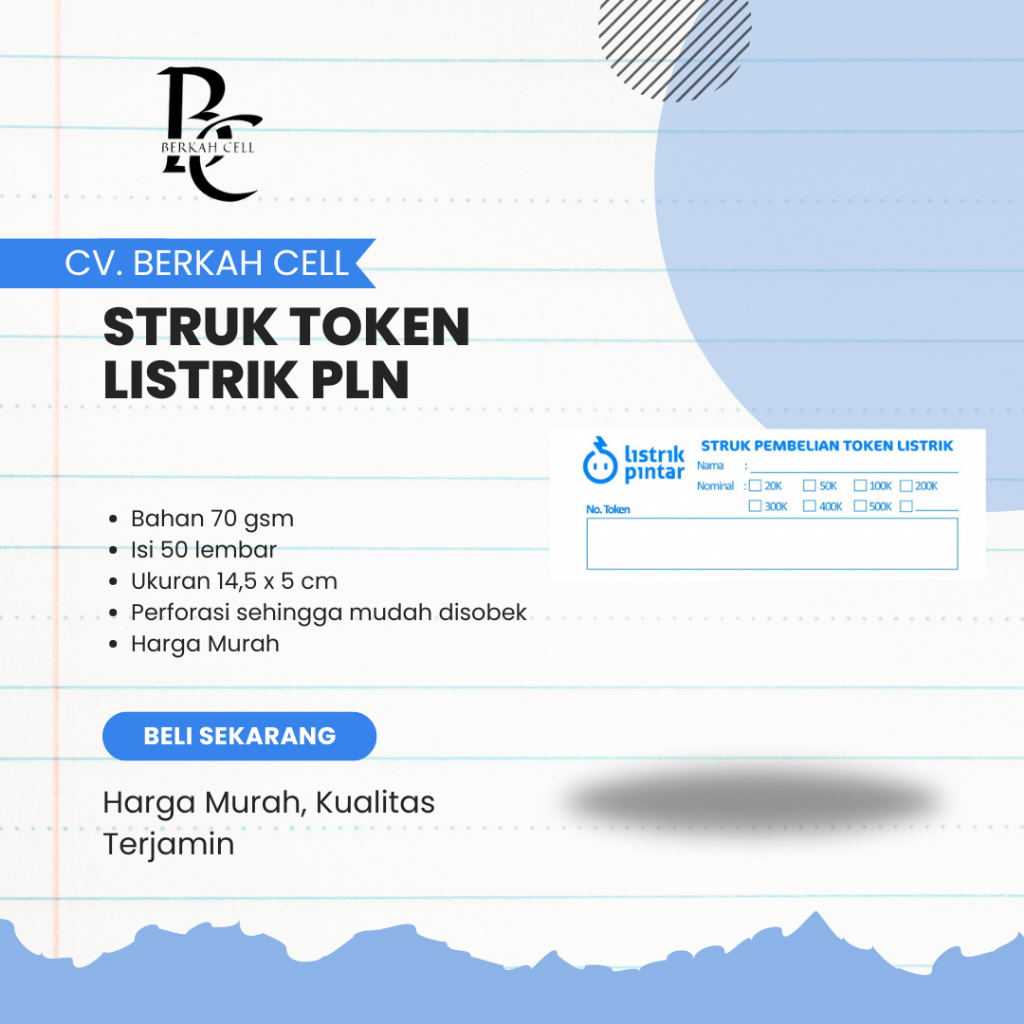 Jual STRUK / NOTA TOKEN LISTRIK PLN (PERFORASI) | Shopee Indonesia