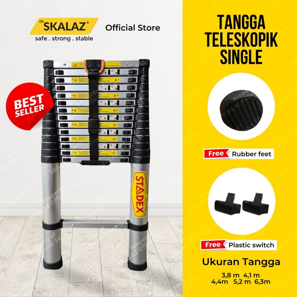 Jual Stadex Tangga Teleskopik Single aluminium 3,8 mtr - 6,3 mtr | Shopee Indonesia