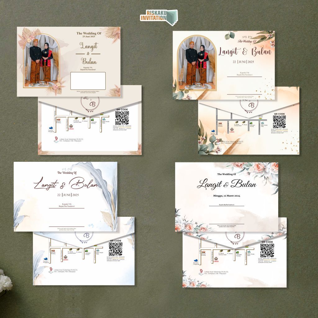 Jual Undangan Penikahan Semi Amplop Aesthetic BC 150 Gsm / Undangan ...