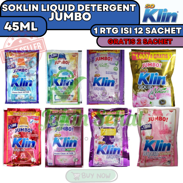 Jual Soklin Liquid Detergent Jumbo 45ml 1 Renceng ( Isi 14 Sachet ) | Shopee Indonesia